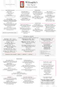 MENU - Willoughby's on Park - Fine Dining Steakhouse
